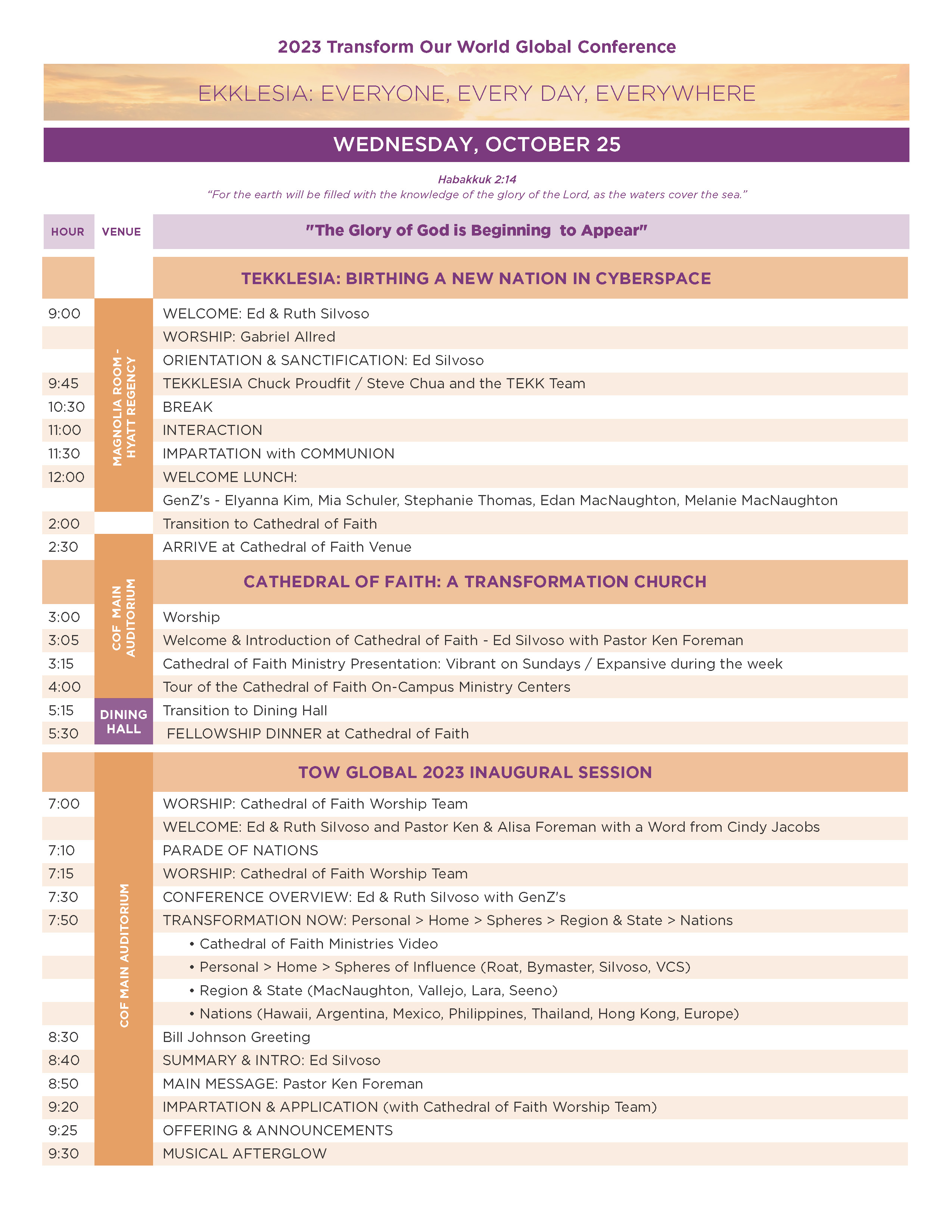 TOW 2023 Global Conference – Transform Our World